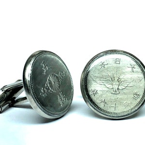 Japan Coin Cufflinks 5 Sen Bird With Wings chrysanthemum - Etsy