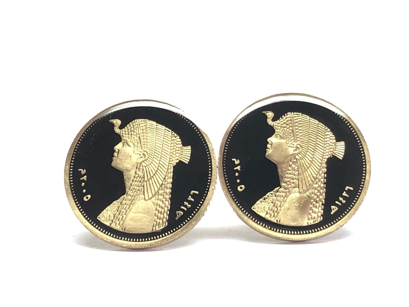 Egypt enamelled coin cufflinks Cleopatra 50 Piastres 23mm | Etsy