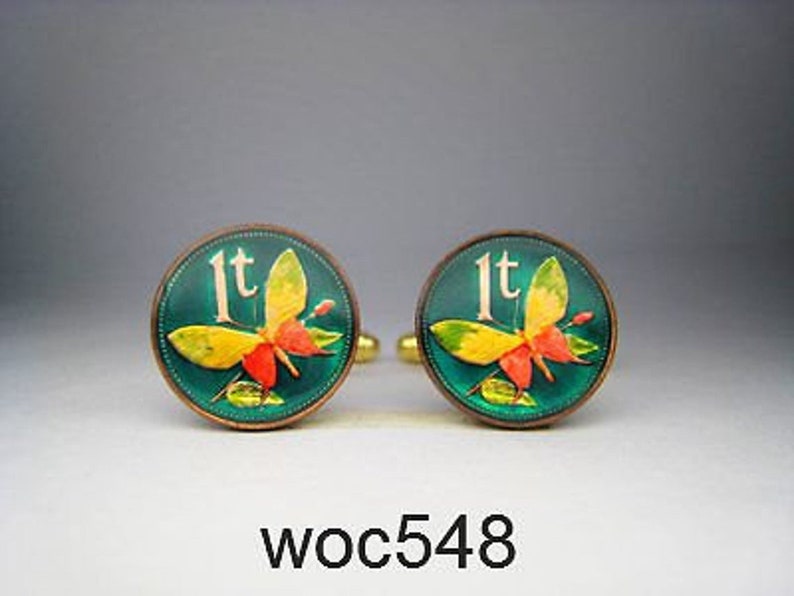 Papua New Guinea Enamelled Coin Cufflinks 1 Toea Birdwing - Etsy