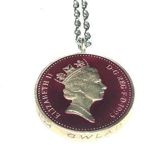 Pendant UK Great British Coin Pound Welsh Dragon 23mm, 1995 2000 Bunc ...