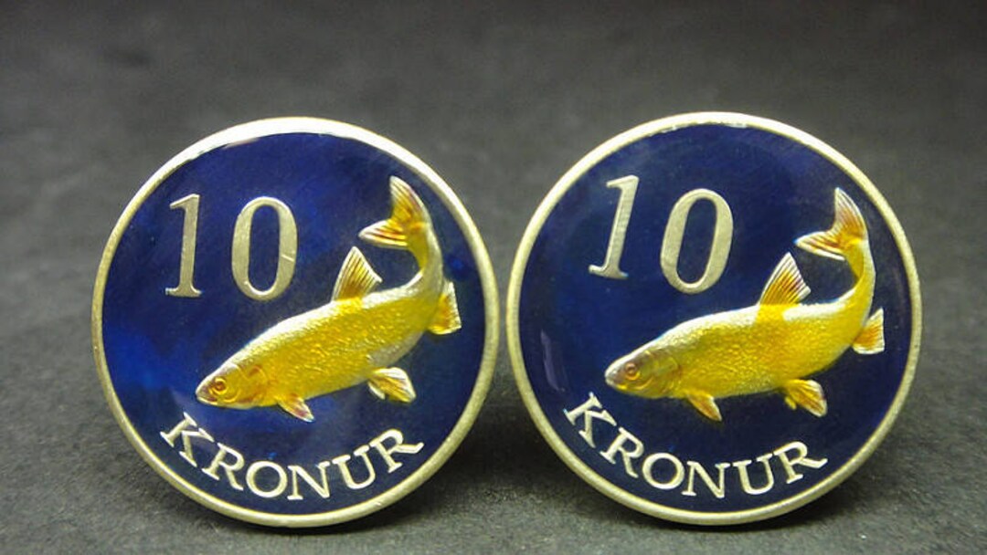 Faeroe Faroe Islands Denmaerk Exonumia Coin Cufflinks , 10 Krónur ...
