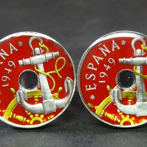 Spain Enameled Coin Cufflinks 50 Centimos 20mm 1949 or 1963 - Etsy