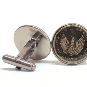 1973 Greece Coin Cufflinks Phoenix Cuffs 50 Lepta 18mm - Etsy
