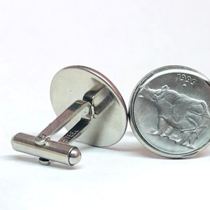 India Coin Cufflinks Indian Rhinoceros, Rhino 20mm. - Etsy