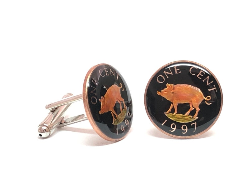 Bermuda Enamelled Coin Cufflinks Wild Boar.18mm | Etsy