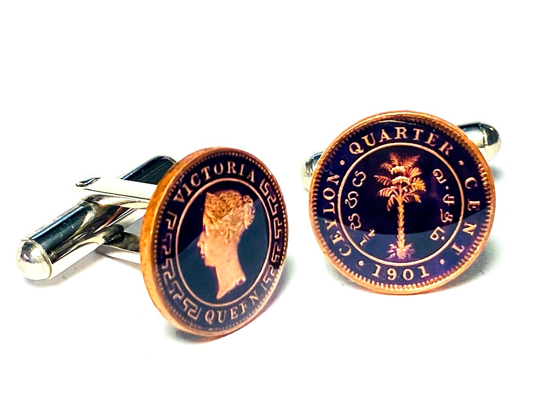 1901 Ceylon-british ( Sri Lanka) Coin Cufflinks , Quarter Cent ...