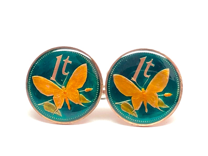 Papua New Guinea Enamelled Coin Cufflinks 1 Toea Birdwing - Etsy