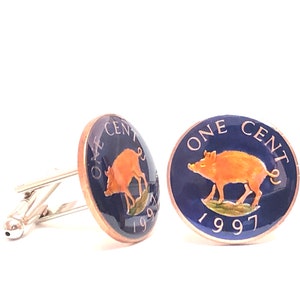 Bermuda Enamelled Coin Cufflinks Wild Boar.18mm | Etsy