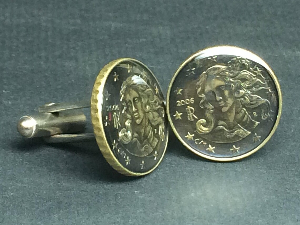 Italy Coin Cufflinks Euro Coin 10 Cents Birth of Venus 20mm - Etsy