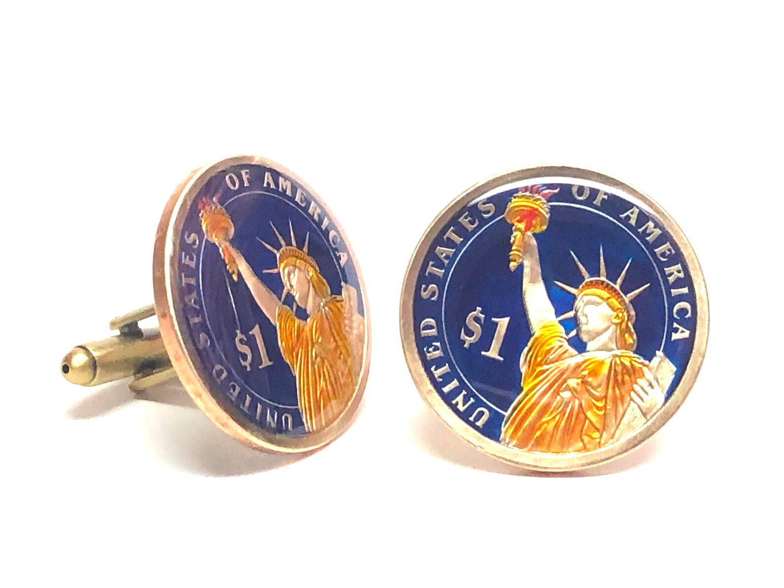 USA Coin Cufflinks Dollar Statue of Liberty 26mm. | Etsy