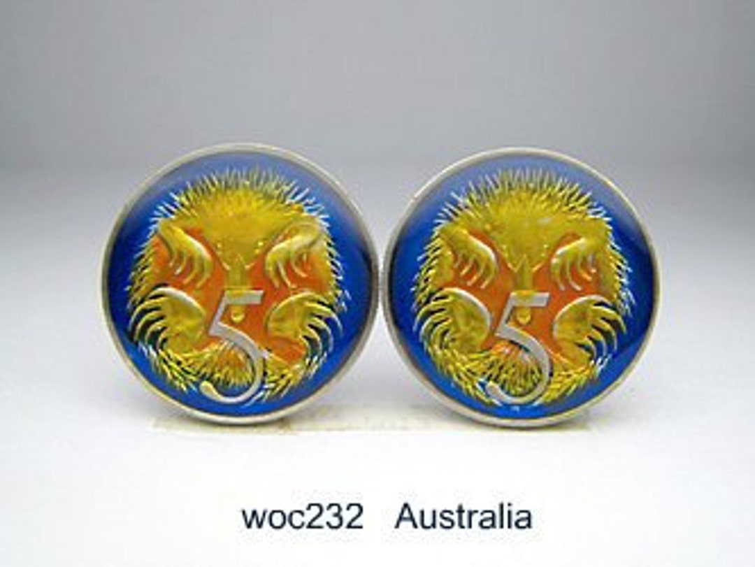 Australia Enameled Coin Cufflinks 5 Cents Spiny Anteater 1994 - Etsy