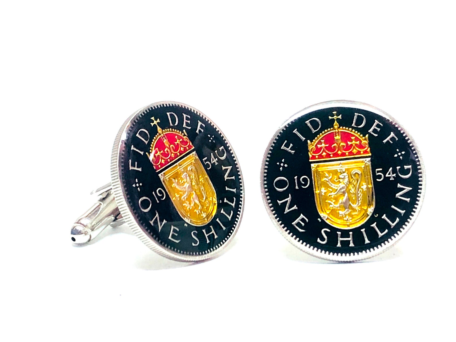 23mm UK British Coin Cufflinks Enamel Shilling English or - Etsy