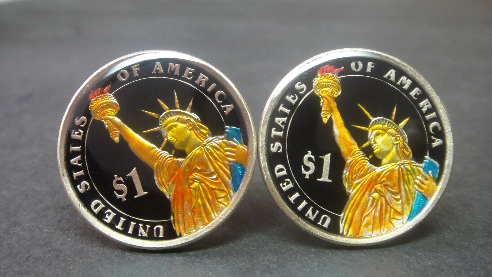 USA Coin Cufflinks Dollar Statue of Liberty 26mm. | Etsy