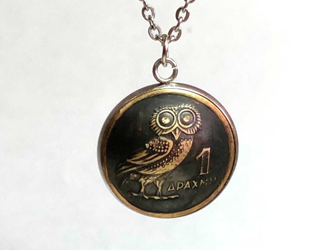 Pendant Domed Greece Coin Apaxmh Owl 20mm. - Etsy