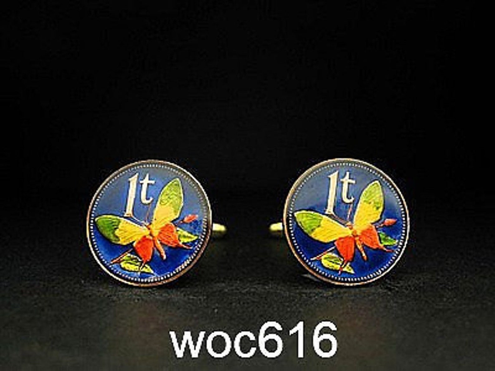 Papua New Guinea Enamelled Coin Cufflinks 1 Toea Birdwing - Etsy