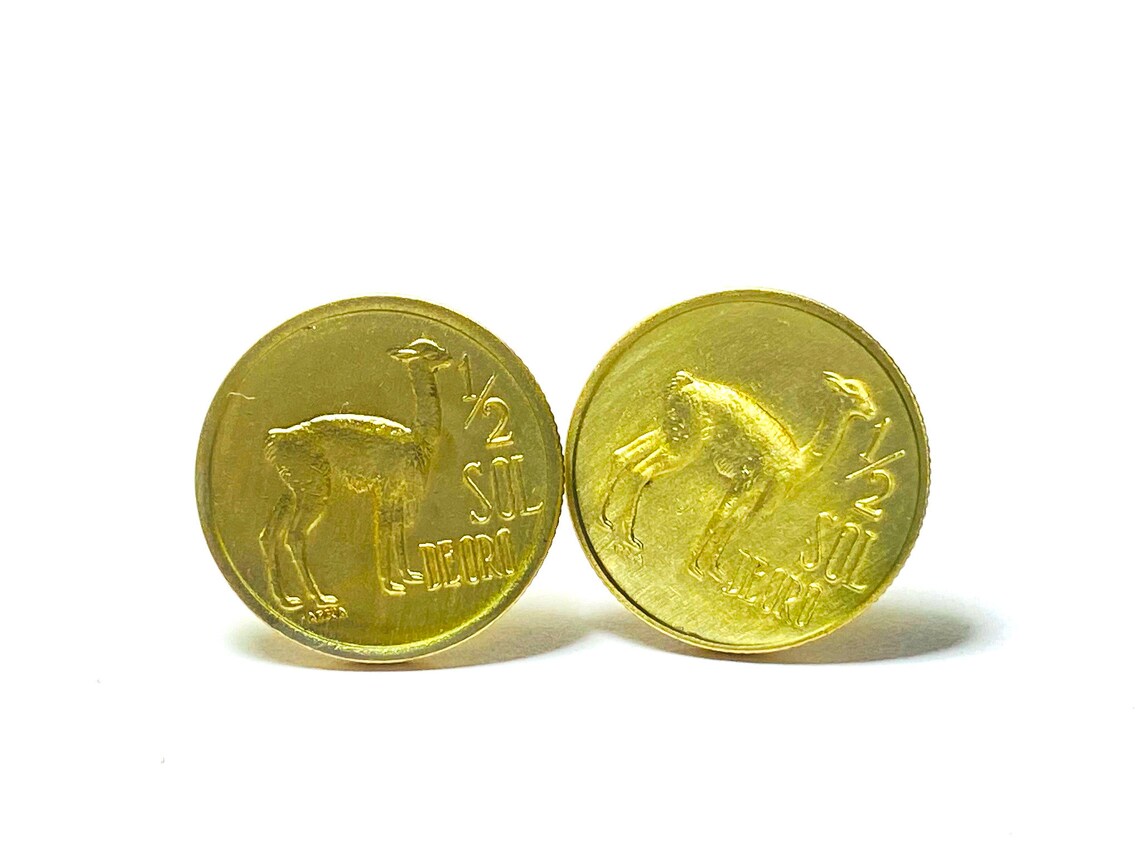 Peru Coin Cufflinks 1/2 Sol De Oro Llama Lama Vicuña 22mm - Etsy