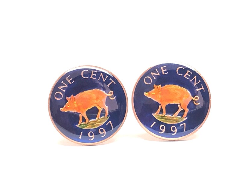 Bermuda Enamelled Coin Cufflinks Wild Boar.18mm | Etsy