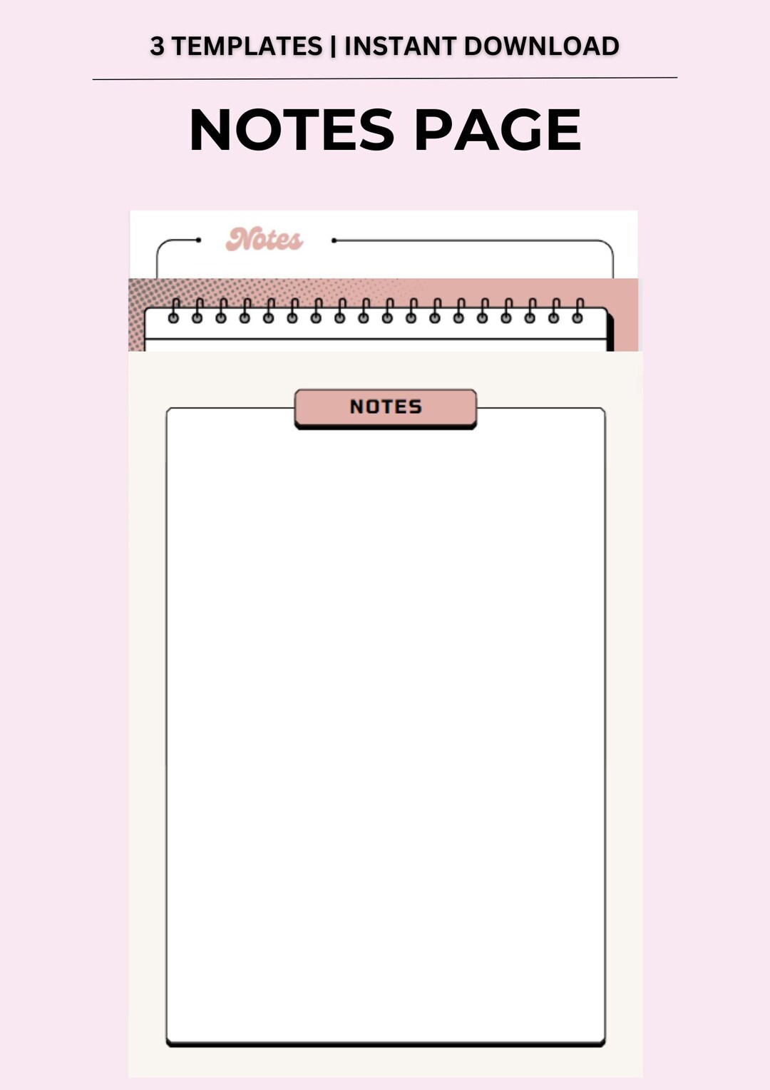 Printable Notes Pages, Instant Download, 3 Unique Templates, A4 Size - Etsy