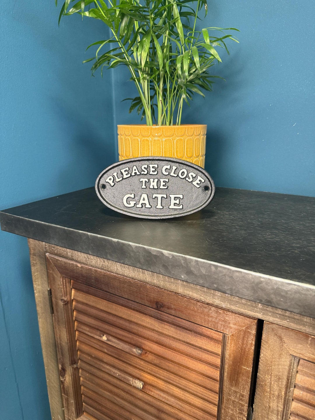 PLEASE CLOSE the GATE | Black | Cast Iron Garden Gate Sign | Hand ...