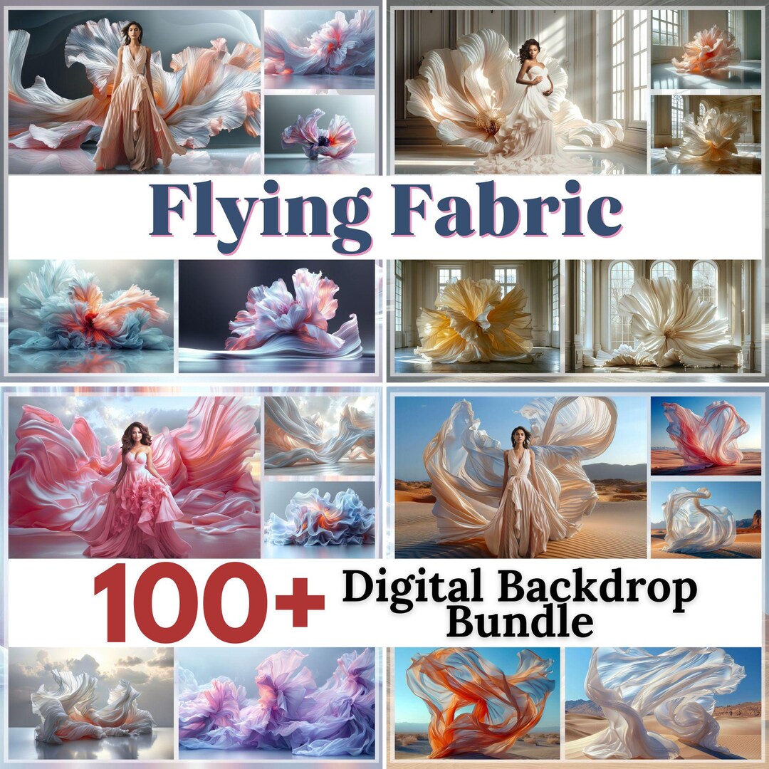 Flowing Fabric Backdrops Bundle, Digital Backgrounds, Fabric Texture ...
