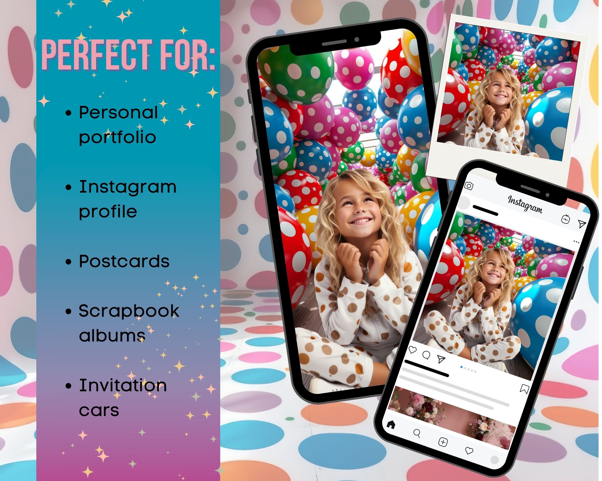 Polka Dot Photography Backdrops: Colorful Kids Backgrounds (digital ...