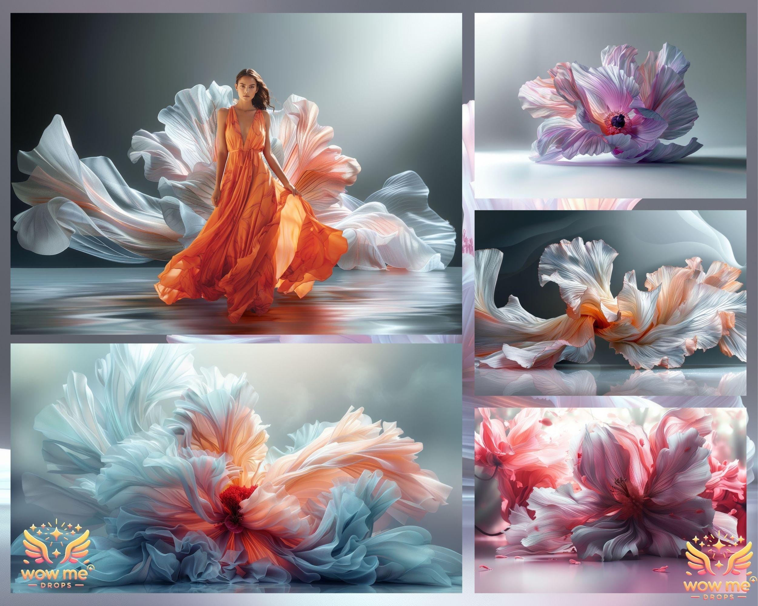 Flowing Fabric Backdrops Bundle, Digital Backgrounds, Fabric Texture ...