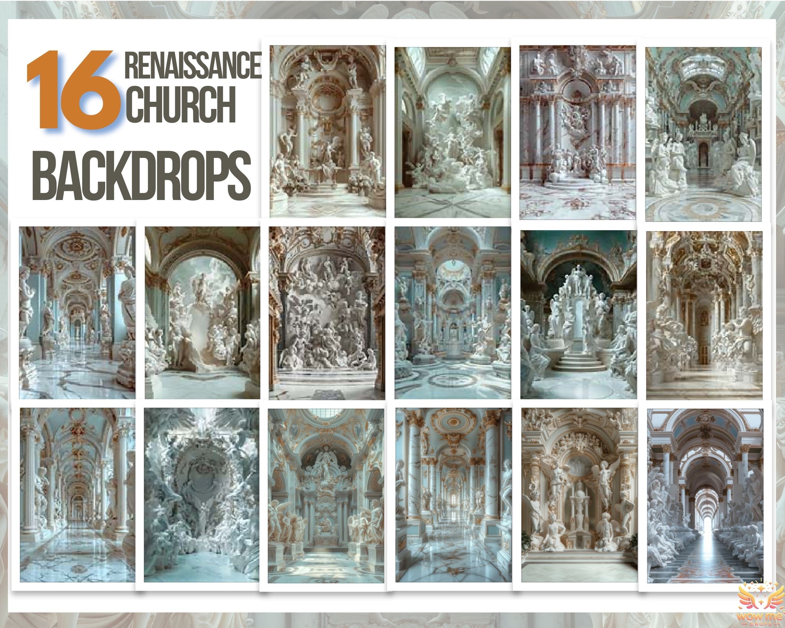 Renaissance Church Digital Backdrops: Photography Overlays (digital ...