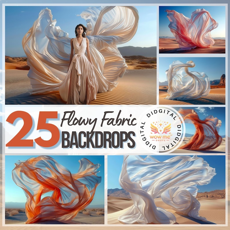 25 Flowing Fabric Digital Backdrop Overlays, Flying Silk Backgrounds ...