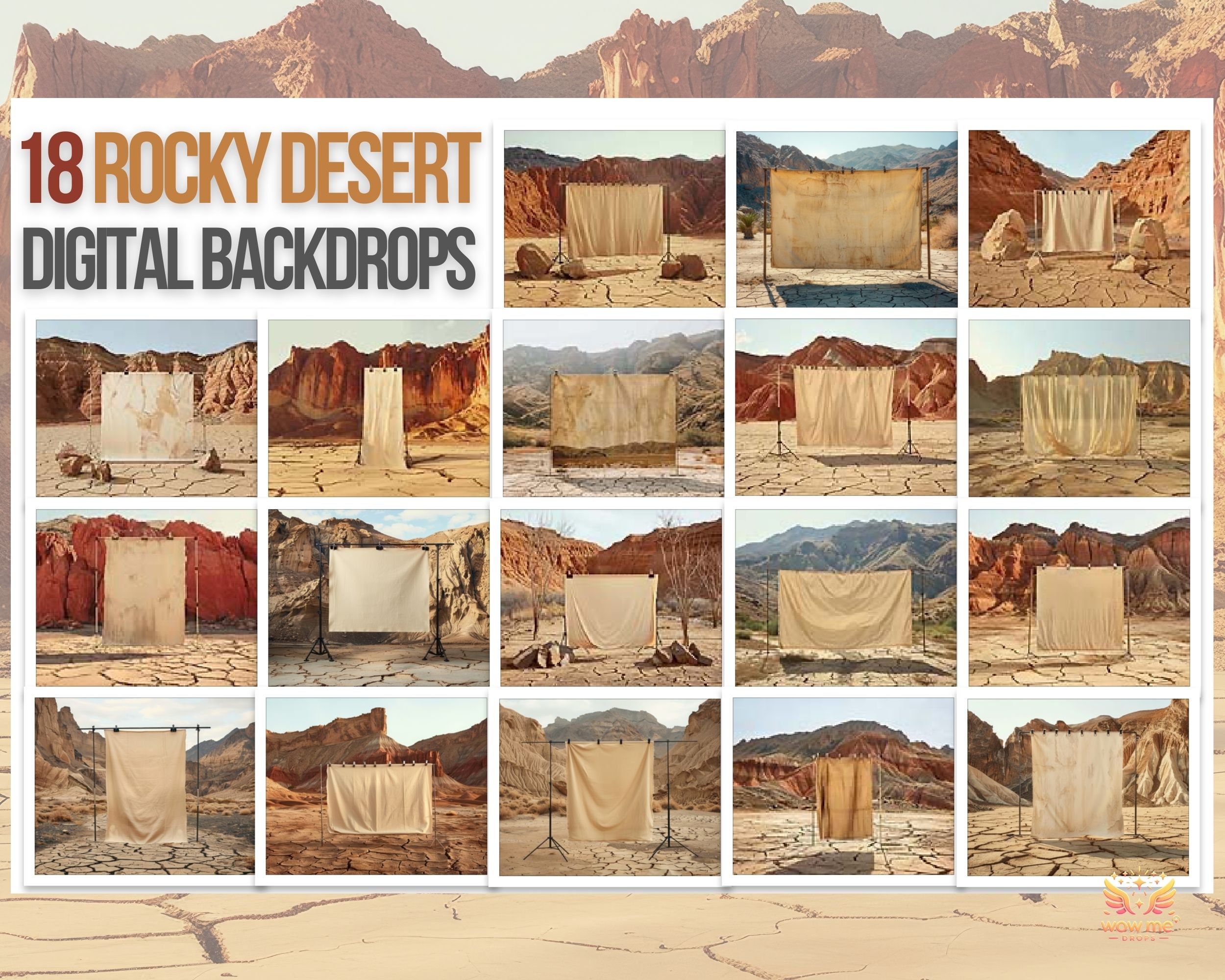 18 Desert Digital Backdrops for Photoshop, Studio Backdrops Scene ...