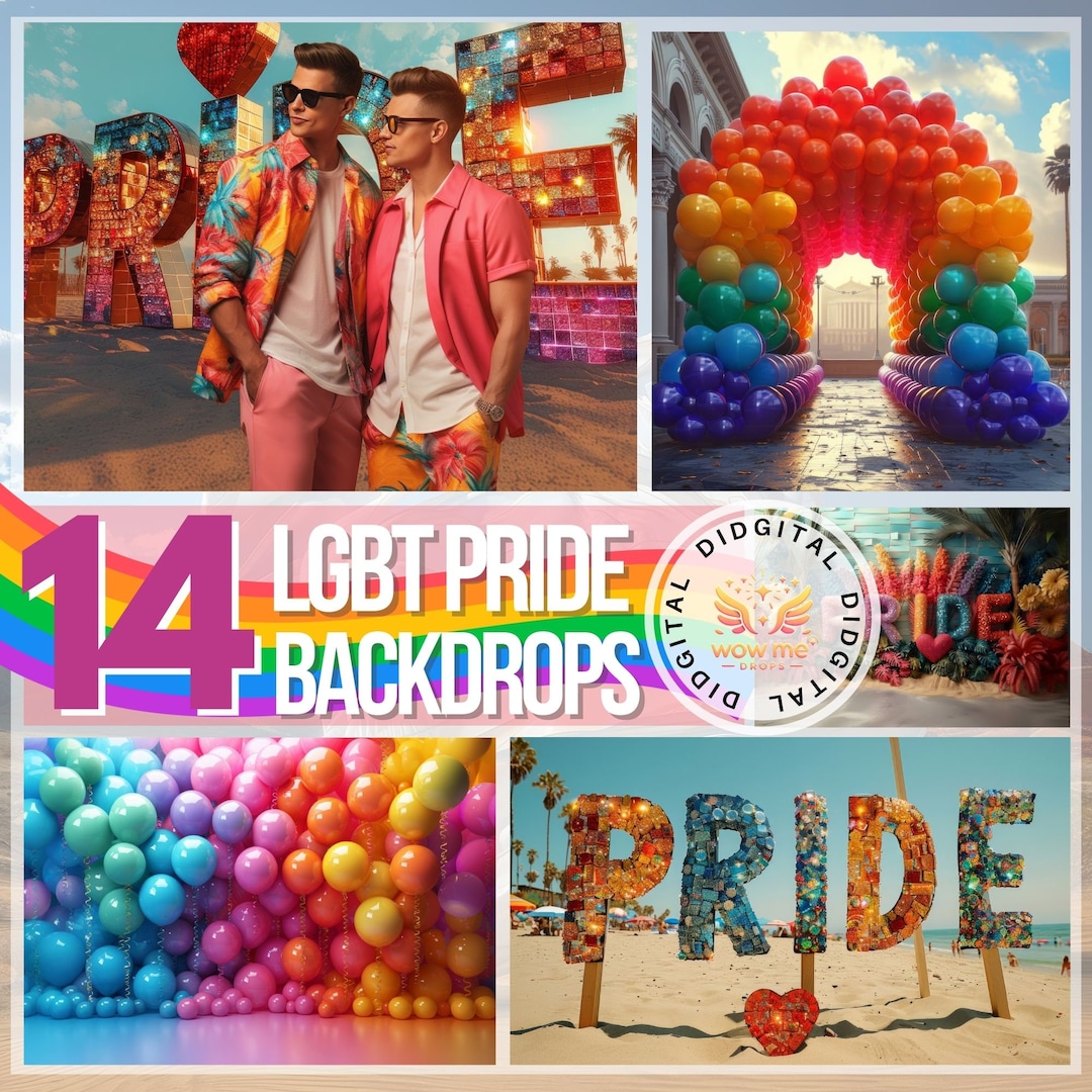 14 LGBT Pride Digital Backdrops: Rainbow Balloon Overlays (digital Download) - Etsy