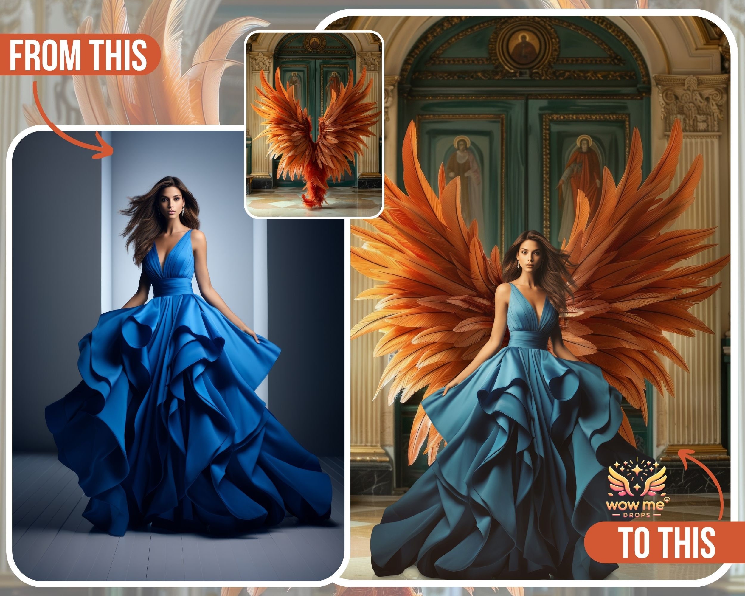 22 Luxury Wings Digital Backdrops, Ethereal Beauty Wings Overlays ...