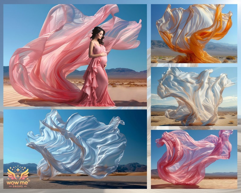 25 Flowing Fabric Digital Backdrop Overlays, Flying Silk Backgrounds ...