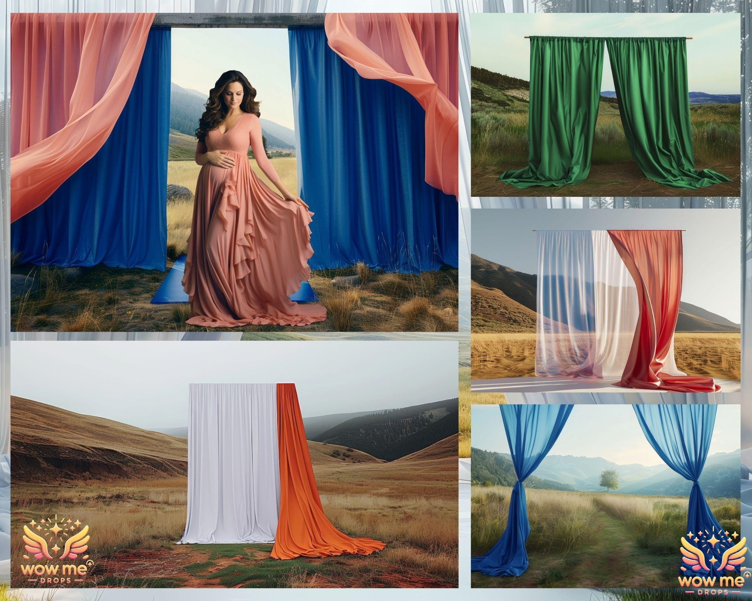 Flowing Fabric Backdrops Bundle, Digital Backgrounds, Fabric Texture ...