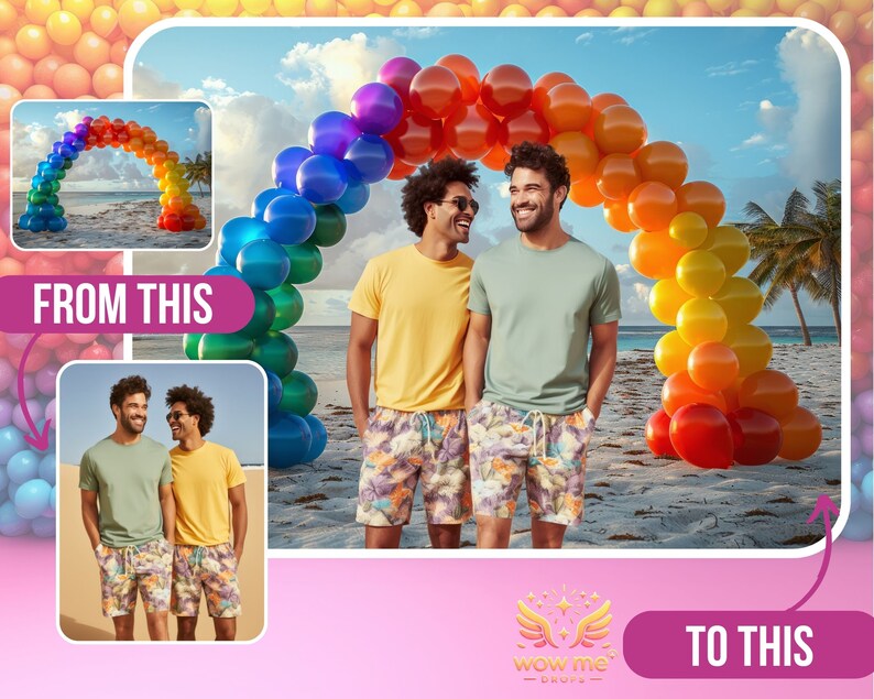 14 LGBT Pride Digital Backdrops: Rainbow Balloon Overlays (digital ...