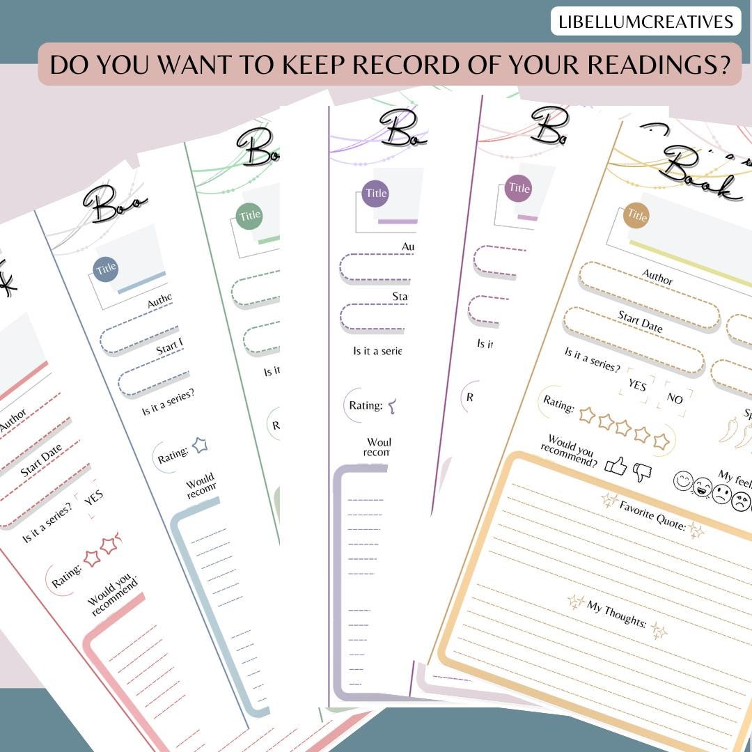 Printable Book Review Template | 6 Color Designs | Digital Download for ...