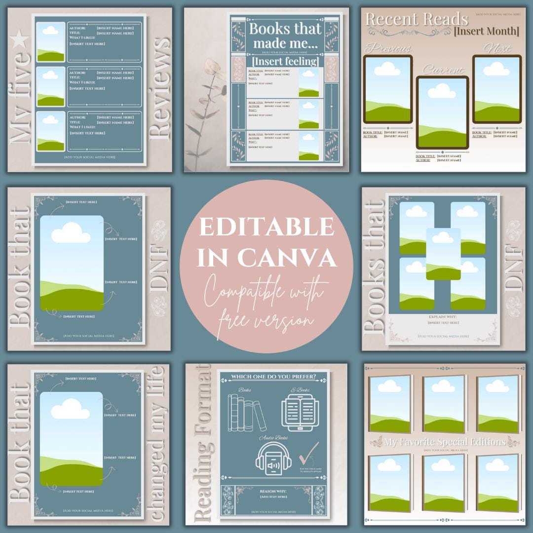 Canva Template Bundle - Book Review - for Booktokers & Bookstagrammers ...