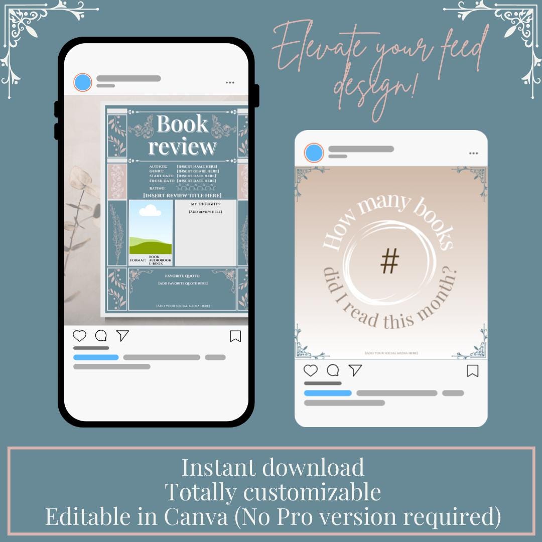 Canva Template Bundle - Book Review - for Booktokers & Bookstagrammers ...
