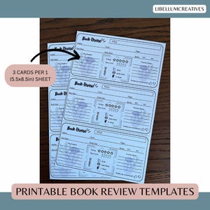 Book Review Printable Templates | 7 Color Designs | Digital Download ...