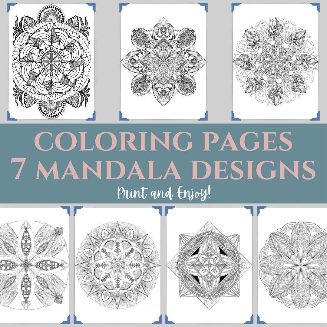 7 Mandala Coloring Pages | Digital Download | Printable PDF | Relaxing ...