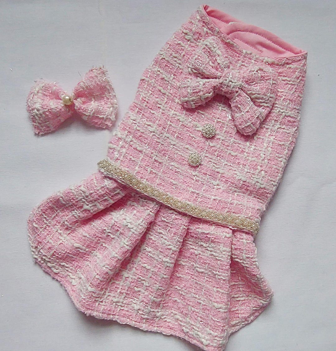 Warm Woolly Dog Dress | Handmade Dog Outfit With Matching Hair Bow ...