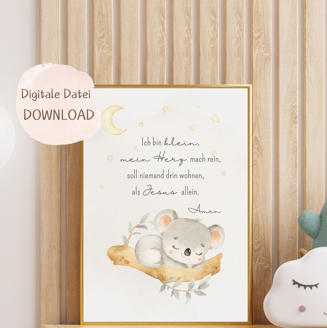 Picture Children's Room, Christian, Koala, Gift for Birth, Poster Baby ...