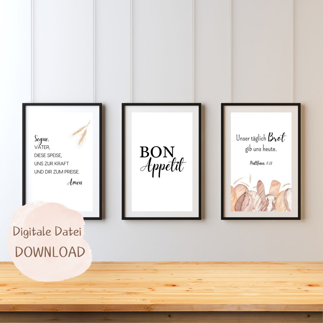 Set of 3, Bless Father This Food, Dining Room, Kitchen, Bible Verse ...