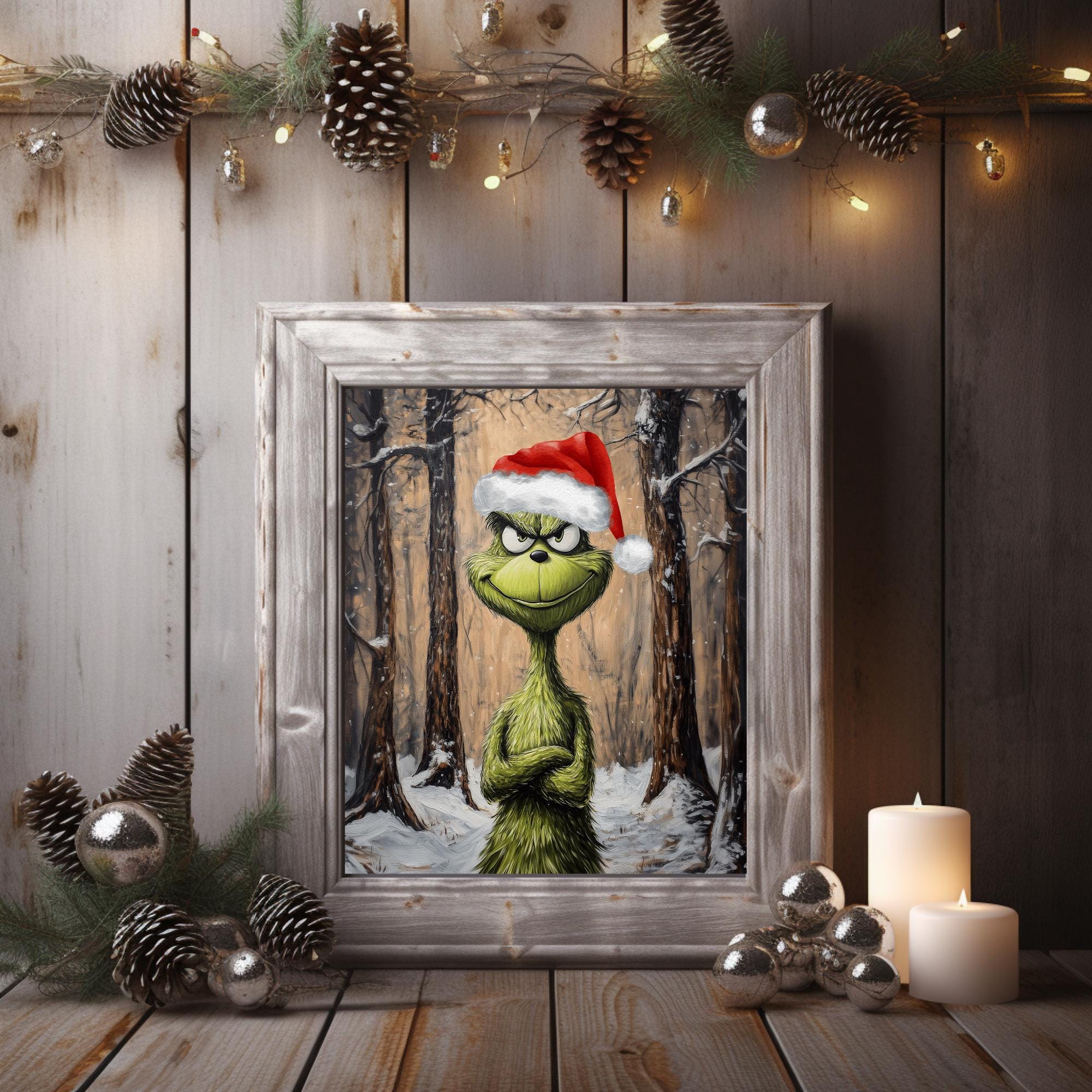 Printable Christmas Wall Art the Grinch Standing in a Snowy Forest ...