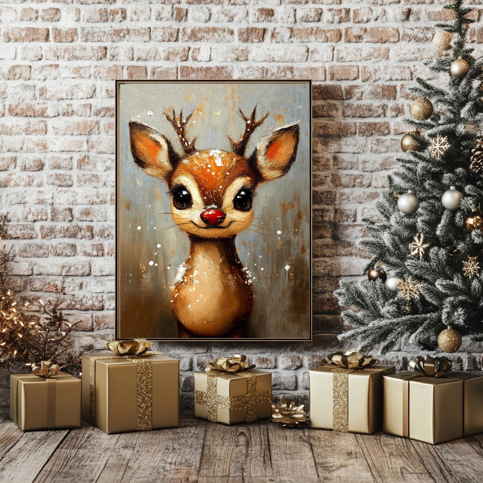 Printable Christmas Wall Art of Rudolph the Red Nose Reindeer. Vinatage ...