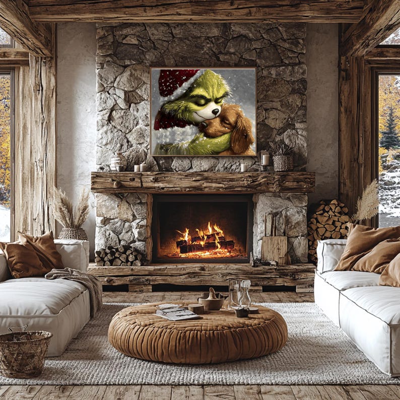 Printable Christmas Wall Art of the Grinch Hugging Max the Dog ...