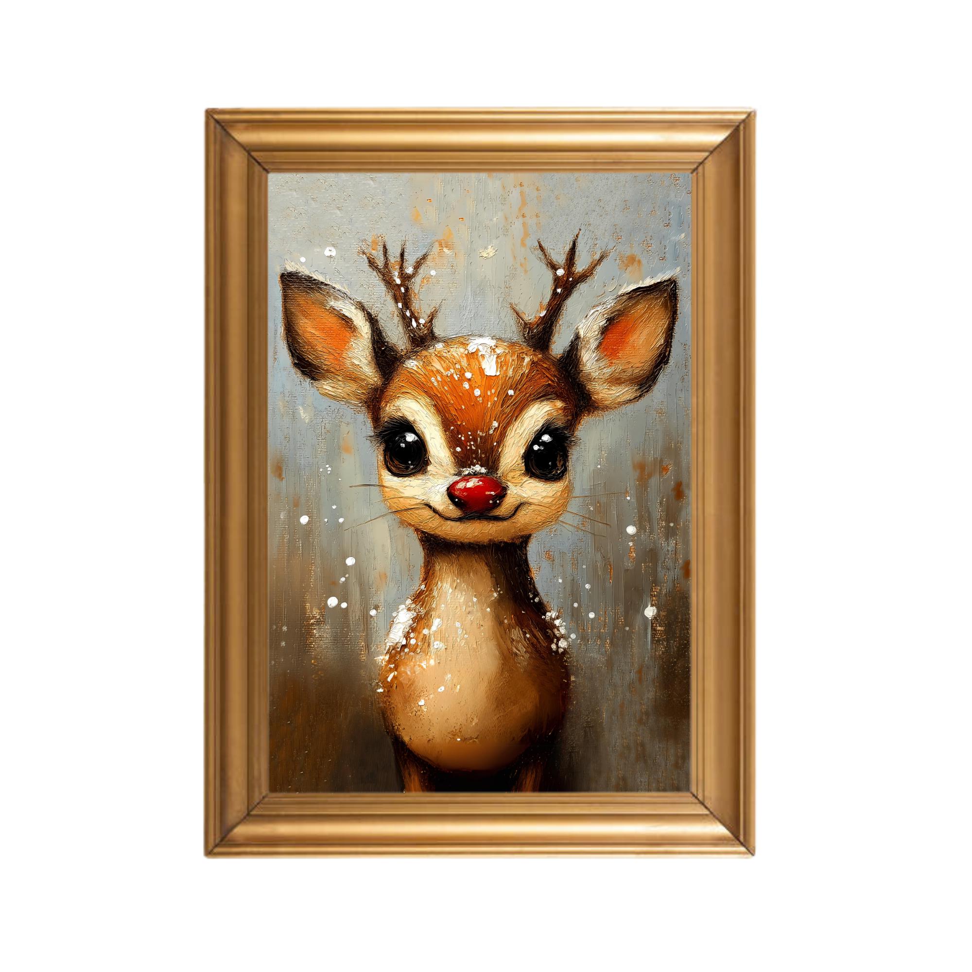 Printable Christmas Wall Art of Rudolph the Red Nose Reindeer. Vinatage ...
