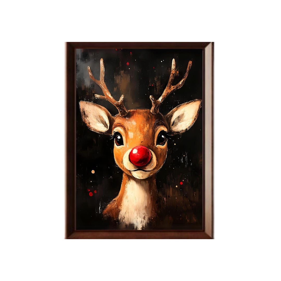 Printable Christmas Wall Art of Rudolph the Red Nose Reindeer. Vinatage ...