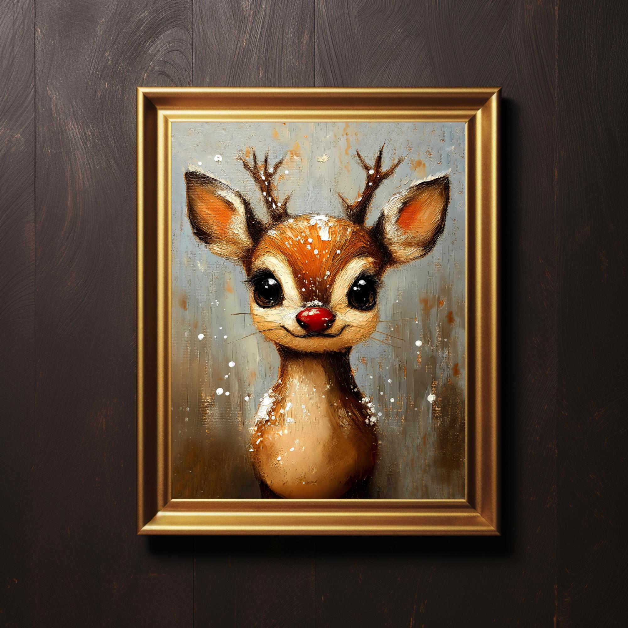 Printable Christmas Wall Art of Rudolph the Red Nose Reindeer. Vinatage ...