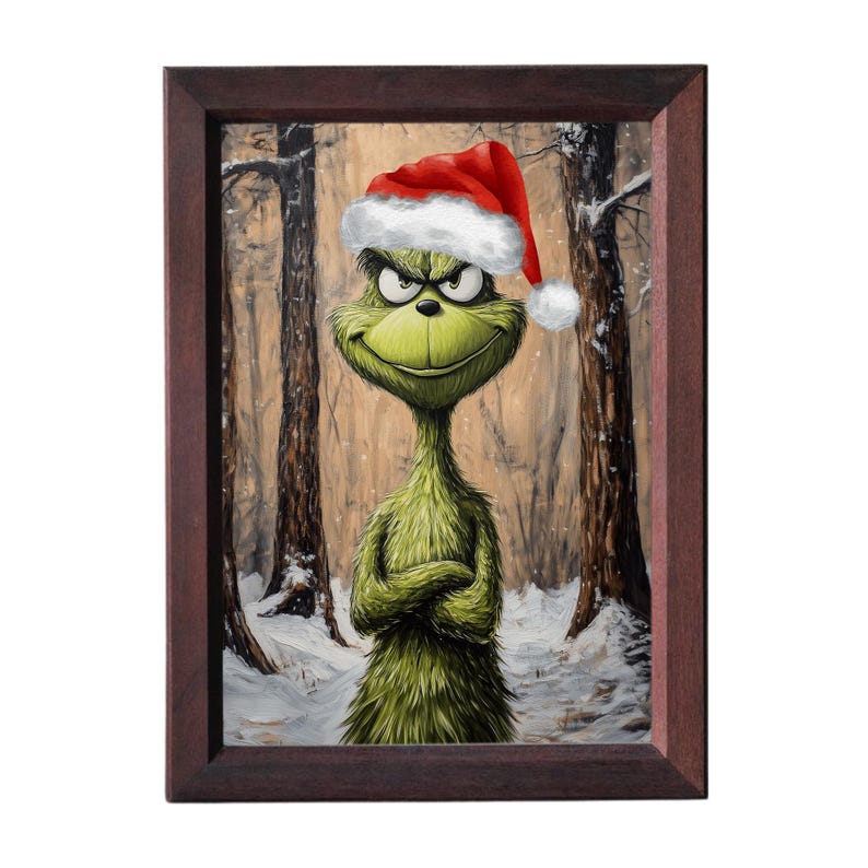 Printable Christmas Wall Art the Grinch Standing in a Snowy Forest ...