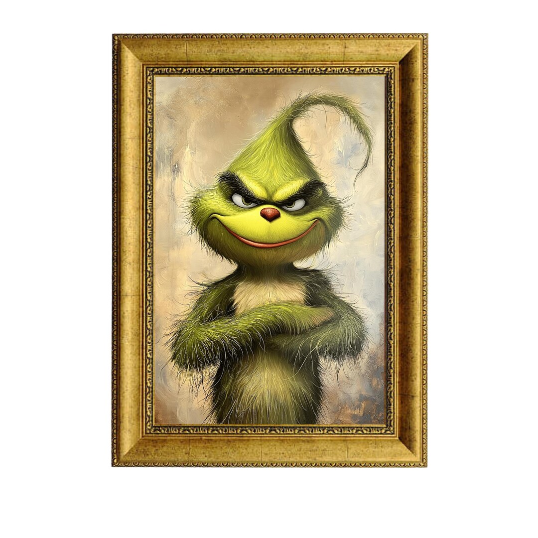 The Grinch Printable Christmas Holiday Wall Art, Print. Vinatage Oil ...